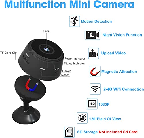 Jukllezan Mini Spy Camera Wireless WiFi Hidden Camera 1080P Full HD Quality with Night Vision and Motion Detection Security Nanny Camera for Home/Office/Car Indoor Monitor