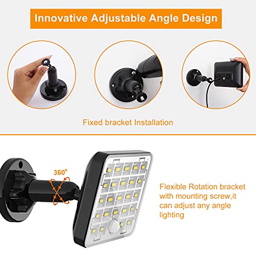 Solar Motion Outdoor Lights,Led Lights Dusk to Dawn,Solar Panels with Focusing Optical Lens Sensor Solar Security Lights, IP65 Waterproof 360 Degree Wall Lights for Garden,Patio,Deck,Indoor Lighting
