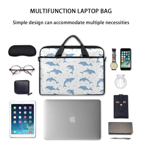 Water Dolphins Laptop Computer Bag Waterproof Shoulder Messenger Bag 13-15 inch Durable Laptop Tote Bag with Shoulder Strap Handle Lightweight Crossbody Briefcase