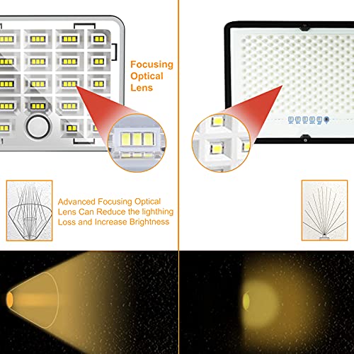 Solar Motion Outdoor Lights,Led Lights Dusk to Dawn,Solar Panels with Focusing Optical Lens Sensor Solar Security Lights, IP65 Waterproof 360 Degree Wall Lights for Garden,Patio,Deck,Indoor Lighting