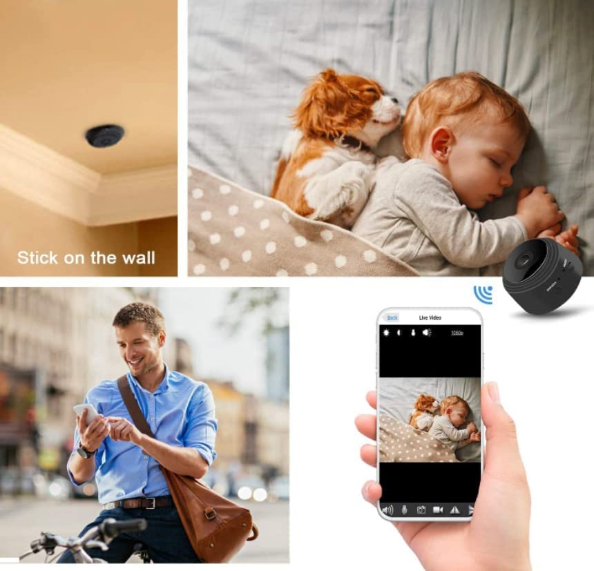 Jukllezan Mini Spy Camera Wireless WiFi Hidden Camera 1080P Full HD Quality with Night Vision and Motion Detection Security Nanny Camera for Home/Office/Car Indoor Monitor