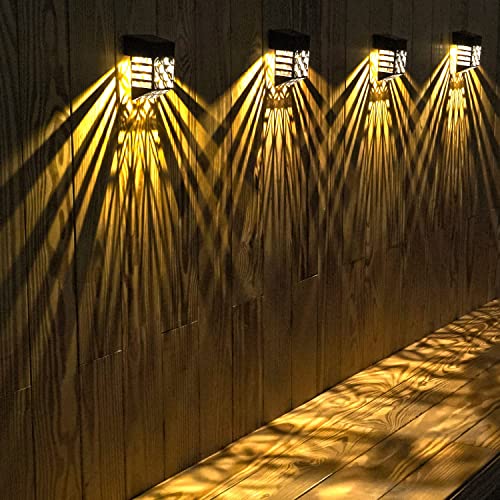 EHO Solar Deck Lights, Solar Fence Lights Outdoor Waterproof LED Garden Decorative Lighting for Post, Patio, Front Door, Step, Stair, Pool and Yard, Warm White, 4 Pack