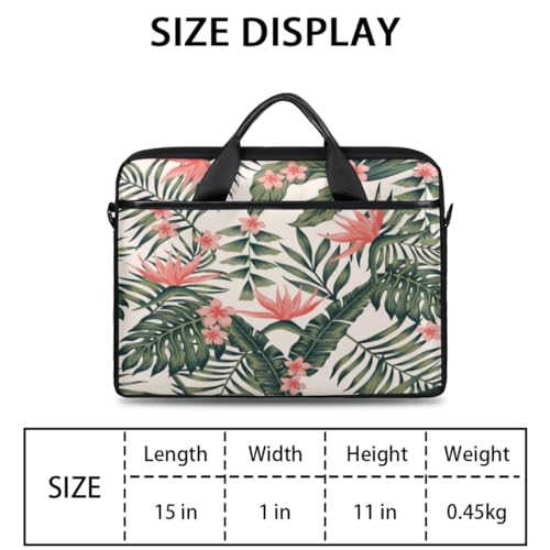 Palm Tree Flower Laptop Computer Bag Waterproof Shoulder Messenger Bag 13-15 inch Durable Laptop Tote Bag with Shoulder Strap Handle Lightweight Crossbody Briefcase