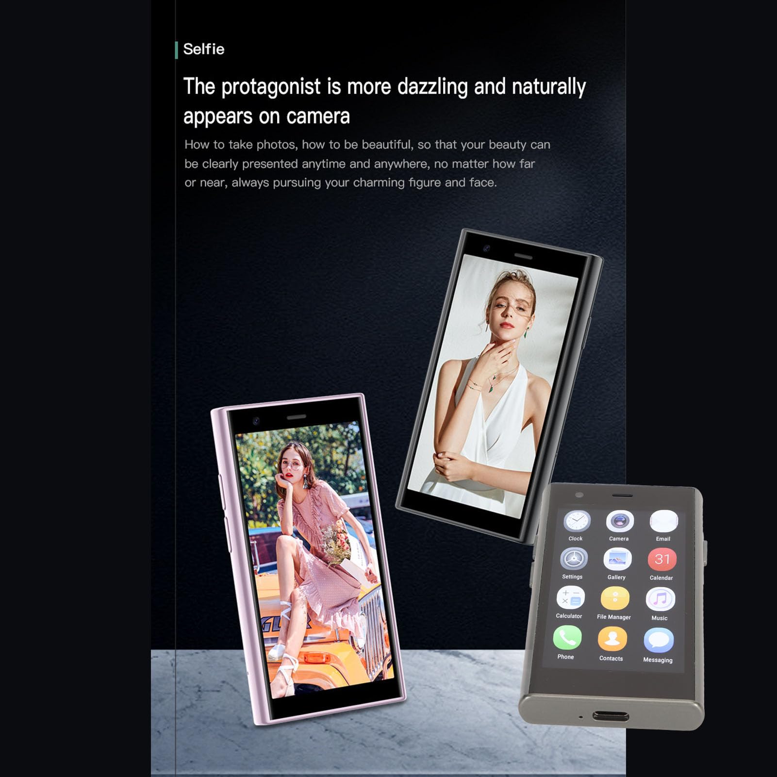 ciciglow S23 Pro Mini Smartphone, Compact and Portable, 2GB 16GB ROM, Dual Cameras, 3G Pocket Cell Phone for8.1 (Black)