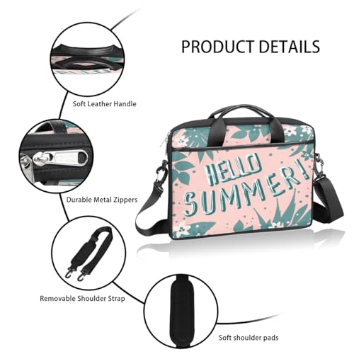 Summer Palm Tree Laptop Computer Bag Waterproof Shoulder Messenger Bag 13-15 inch Durable Laptop Tote Bag with Shoulder Strap Handle Lightweight Crossbody Briefcase
