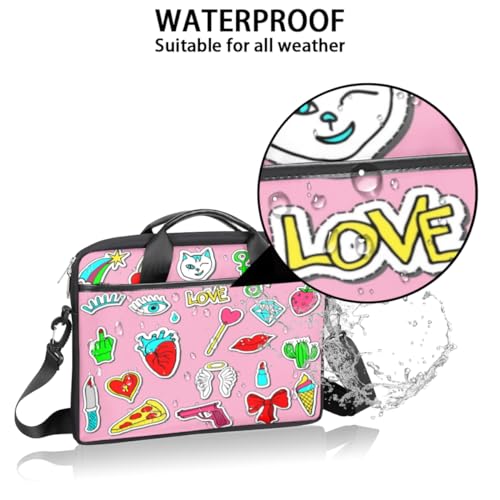Strawberry Cat Laptop Computer Bag Waterproof Shoulder Messenger Bag 13-15 inch Durable Laptop Tote Bag with Shoulder Strap Handle Lightweight Crossbody Briefcase