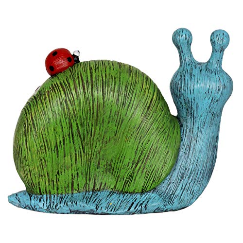 Exhart Colorful Snail Statue w/Welcome & Flower, Durable and Cute Resin Garden Décor, 10"x5.0"x8.5"