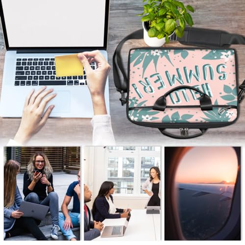 Summer Palm Tree Laptop Computer Bag Waterproof Shoulder Messenger Bag 13-15 inch Durable Laptop Tote Bag with Shoulder Strap Handle Lightweight Crossbody Briefcase
