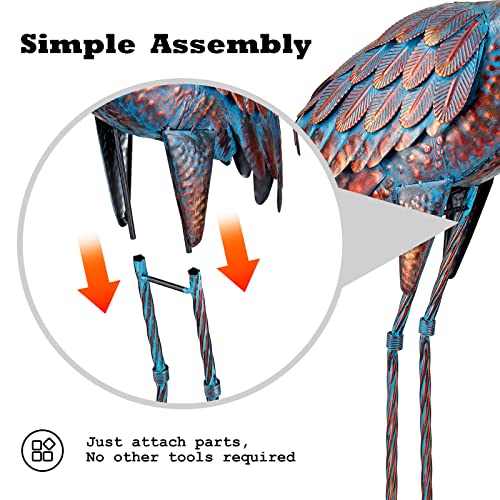 Kircust Garden Crane Statues Patina Heron Decoy, Standing Metal Crane Sculptures Bird Yard Art for Outdoor Decor, Set of 2