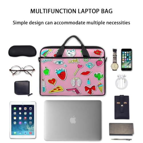 Strawberry Cat Laptop Computer Bag Waterproof Shoulder Messenger Bag 13-15 inch Durable Laptop Tote Bag with Shoulder Strap Handle Lightweight Crossbody Briefcase