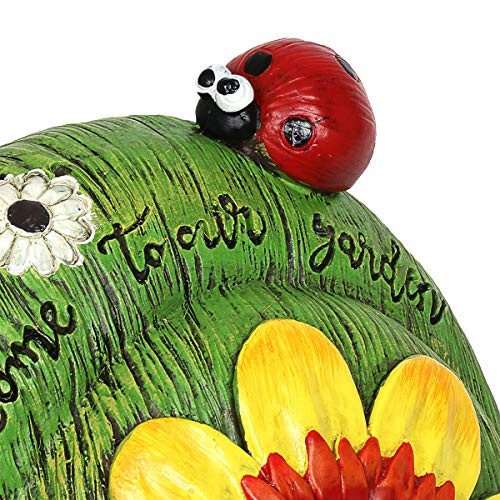 Exhart Colorful Snail Statue w/Welcome & Flower, Durable and Cute Resin Garden Décor, 10"x5.0"x8.5"