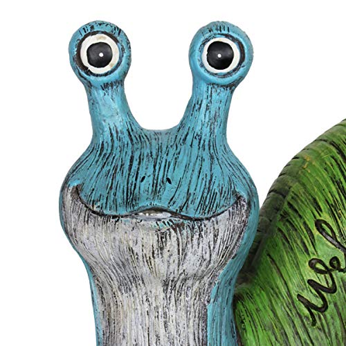 Exhart Colorful Snail Statue w/Welcome & Flower, Durable and Cute Resin Garden Décor, 10"x5.0"x8.5"