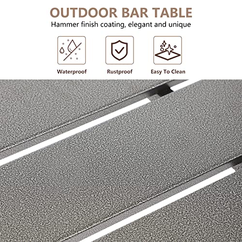ONLYCTR Outdoor Bar Table, Patio Counter Height Bar Table, 55" Rectangle Bar Table for Patio, Garden, Yard, Balcony, Poolside (Grey, 55inch-Length)