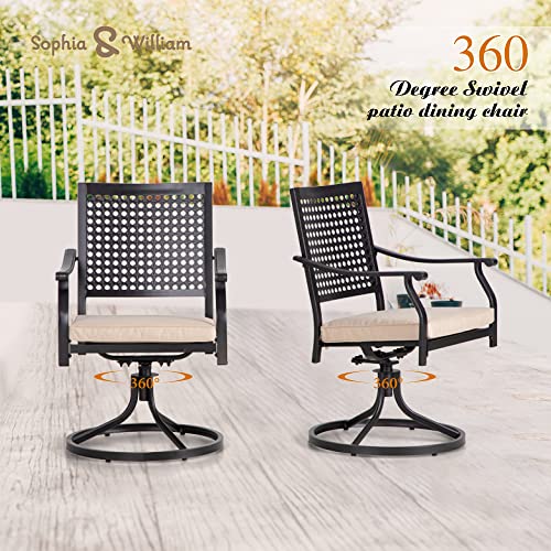 Sophia & William Patio Dining Set 9 Piece Expandable Outdoor Table Furniture Set with 8 Swivel Dining Metal Chairs and 1 Rectangular Expanding Dining Table for Garden Deck Backyard