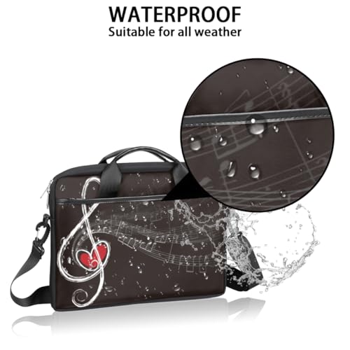 Music Notes Laptop Computer Bag Waterproof Shoulder Messenger Bag 13-15 inch Durable Laptop Tote Bag with Shoulder Strap Handle Lightweight Crossbody Briefcase