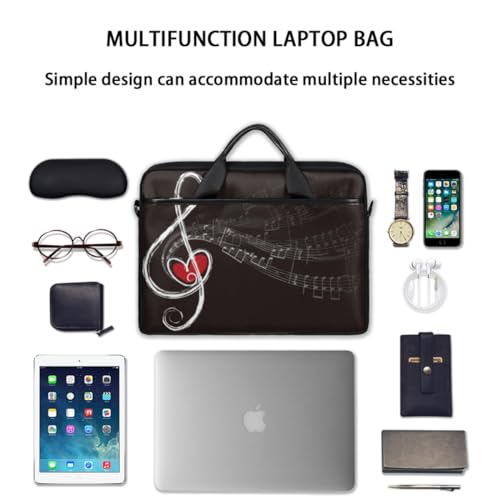 Music Notes Laptop Computer Bag Waterproof Shoulder Messenger Bag 13-15 inch Durable Laptop Tote Bag with Shoulder Strap Handle Lightweight Crossbody Briefcase