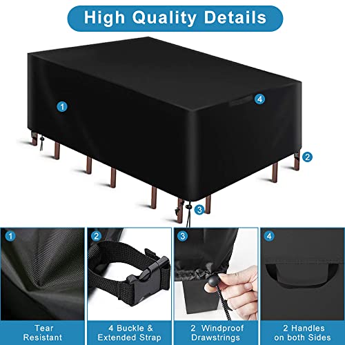 Patio Furniture Cover Waterproof,GGB Outdoor Table Cover Rectangular , 420D Heavy Duty Outdoor Patio Set Cover with Handle 84" L x 52" W x 29" H