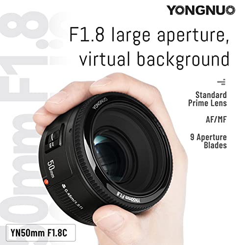 YONGNUO YN50mm F1.8C Lens, Large Aperture Auto Focus Lens, 50MM F1.8 for Canon EF Mount EOS Cameras