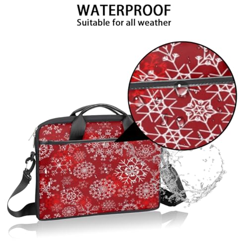 Christmas Snowflake Laptop Computer Bag Waterproof Shoulder Messenger Bag 13-15 inch Durable Laptop Tote Bag with Shoulder Strap Handle Lightweight Crossbody Briefcase