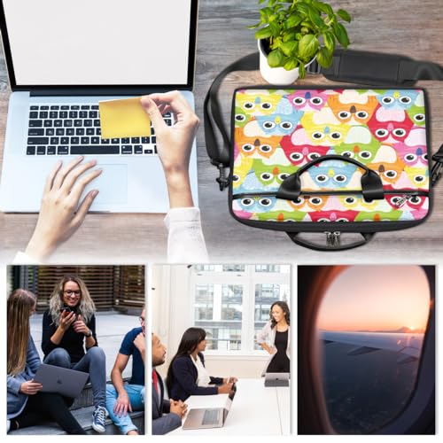 Cartoon Owls Laptop Computer Bag Waterproof Shoulder Messenger Bag 13-15 inch Durable Laptop Tote Bag with Shoulder Strap Handle Lightweight Crossbody Briefcase