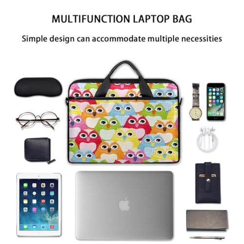 Cartoon Owls Laptop Computer Bag Waterproof Shoulder Messenger Bag 13-15 inch Durable Laptop Tote Bag with Shoulder Strap Handle Lightweight Crossbody Briefcase