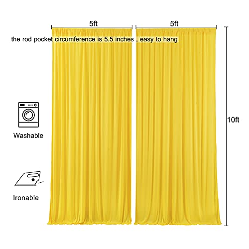 10x10 Yellow Backdrop Curtain for Parties Wrinkle Free Lemon Yellow Photo Curtains Backdrop Drapes Fabric Decoration for Birthday Party Wedding Baby Shower 5ft x 10ft,2 Panels