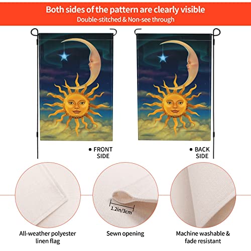 Hicyyu Sun With Moon Double Sided Garden Flag Outdoor Decorative For Various Party In Any Season 12x18 Inch, Black