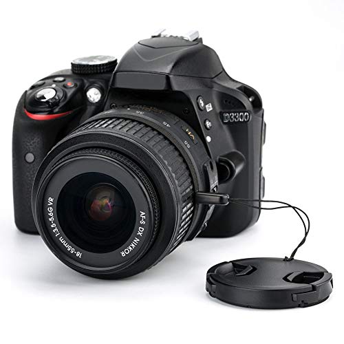 2 Pack JJC 52mm Front Lens Cap Cover with Elastic Cap Keeper for Nikon D3000 D3100 D3200 D3300 D5000 D5100 D5200 D5300 D5500 with AF-S 18-55mm Kit Lens and Other Lenses with 52mm Filter Thread