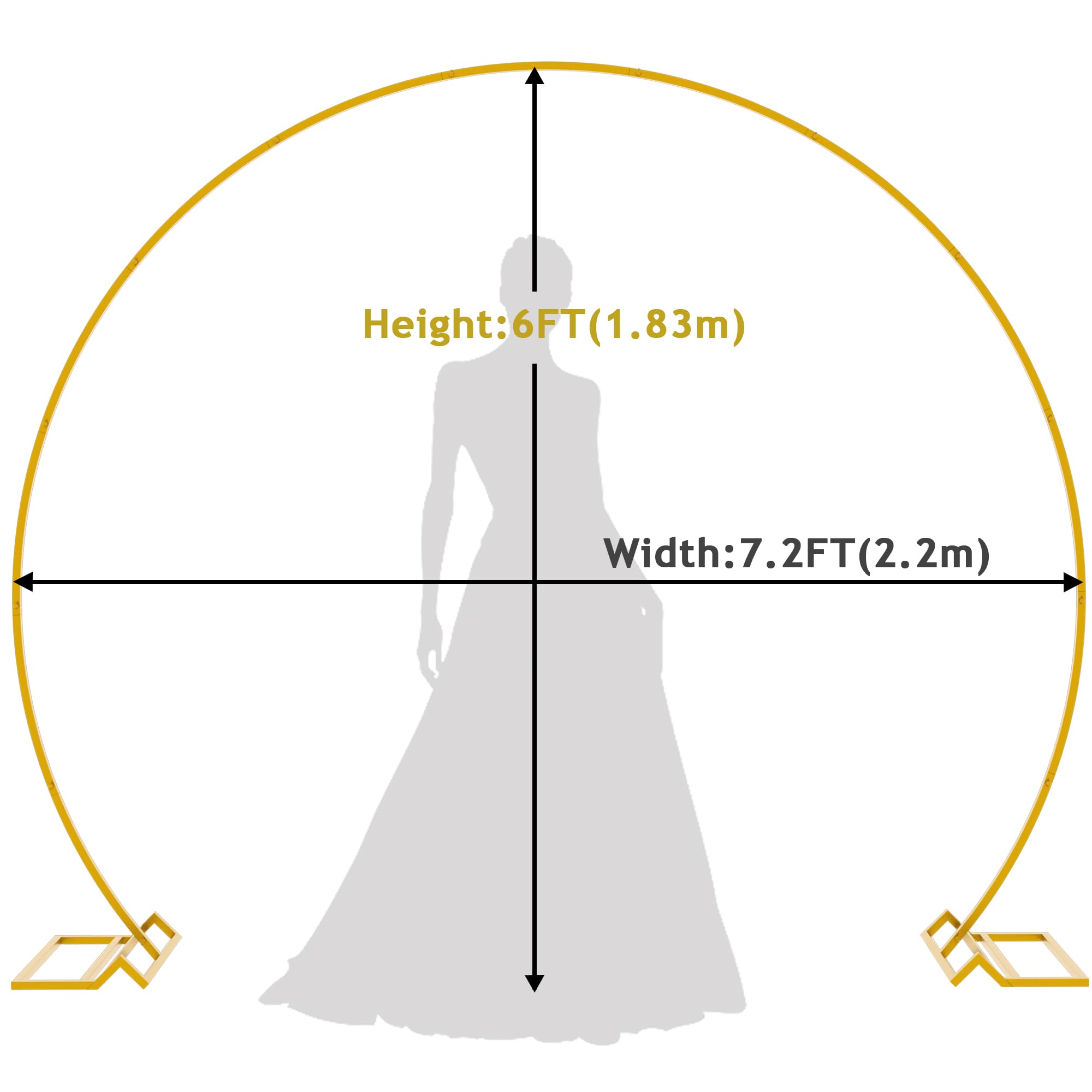 Fomcet 7.2FT Round Backdrop Stand Gold Metal Circle Balloon Wedding Arch Decoration Frame for Anniversary Ceremony Baby Shower Birthday Party Reception Photo Background Candy Tables Backdrop