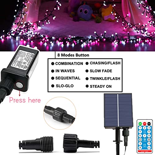 Valentines Day Globe String Lights, Valentines Decor Fairy Lights 8 Modes with Solar Plane&Plug in, 250 LEDs Lights Valentines Decoration Party Bedroom Home Indoor Outdoor(Pink White)