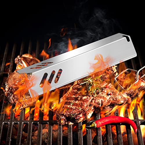 Plowo Stainless Steel Heat Plate Shield Gas Replacement for Dyna-Glo DGF510SBP, Backyard BY13-101-001-13, Uniflame GBC1059WB, BHG Grill Models, 4-Pack BBQ Burner Covers Flame Tamer, 15β x 3 13/16β