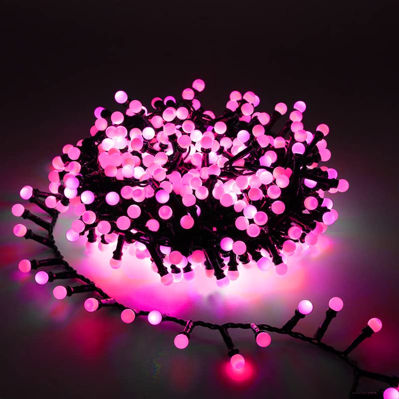 Valentines Day Globe String Lights, Valentines Decor Fairy Lights 8 Modes with Solar Plane&Plug in, 250 LEDs Lights Valentines Decoration Party Bedroom Home Indoor Outdoor(Pink White)