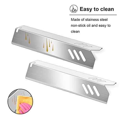 Plowo Stainless Steel Heat Plate Shield Gas Replacement for Dyna-Glo DGF510SBP, Backyard BY13-101-001-13, Uniflame GBC1059WB, BHG Grill Models, 4-Pack BBQ Burner Covers Flame Tamer, 15β x 3 13/16β