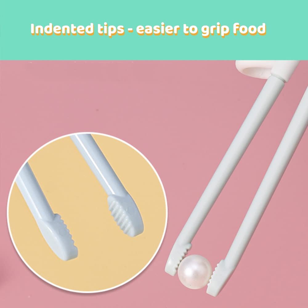 Training Chopsticks for Kids, Jawbush 3 Pairs Kids Learning Chopsticks, Cute with Dinosaur Head, Non-slippery Indented Tips and Adjustable Finger Holders, Easy to Use and Clean, Dishwasher Safe