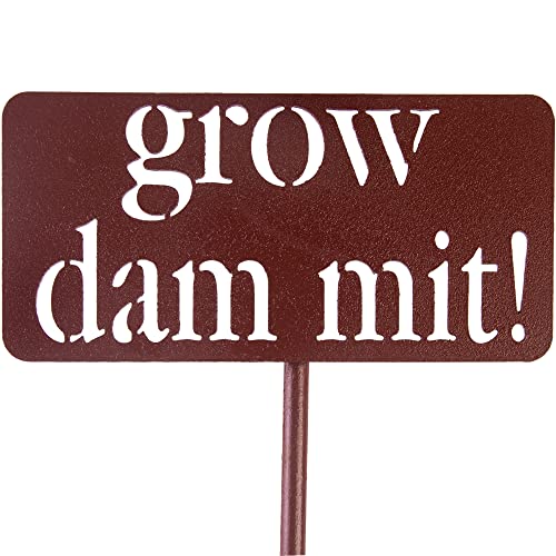 Rustic Garden Signs, Grow Dammit Garden Decor Sign for Garden, Funny Gardening Gift for Men Women Who loves Garden Plant
