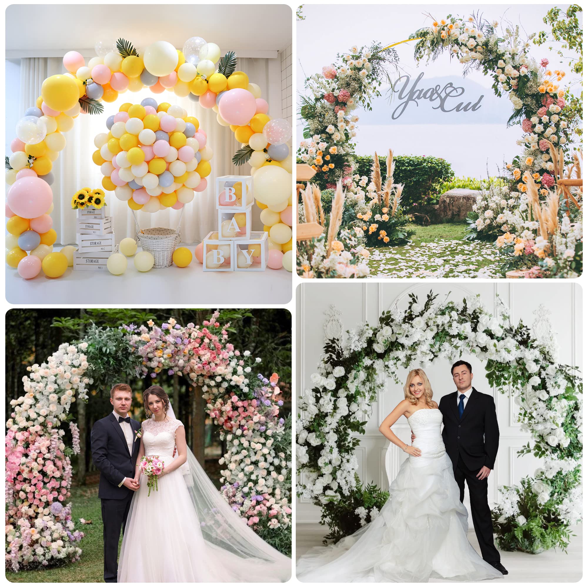 Fomcet 7.2FT Round Backdrop Stand Gold Metal Circle Balloon Wedding Arch Decoration Frame for Anniversary Ceremony Baby Shower Birthday Party Reception Photo Background Candy Tables Backdrop