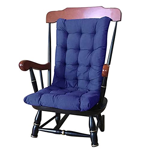 Sundaylike High Back Patio Chair Cushions Outdoor, Rocking Chair Cushions Set with Ties, Thickened Patio Chaise Lounger Swing Bench Cushion Loveseat Recliner Pads Mat Garden (Navy Blue)