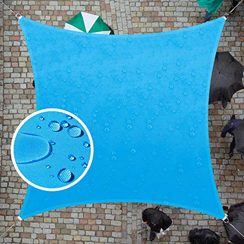 ColourTree 9.5' x 9.5' Blue Square Waterproof Sun Shade Sail Canopy Awning Shelter Fabric Screen, 95% UV Blockage UV & Water Resistant, for Outdoor Patio Garden Carport (We Make Custom Size)