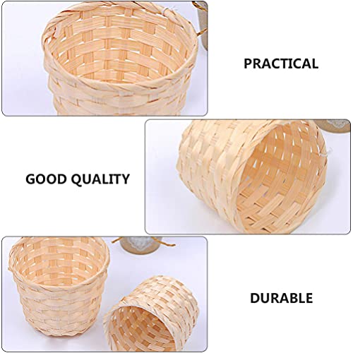 DOITOOL 5Pcs Mini Woven Baskets Without Handles, Miniature Flower Basket Dollhouse Picnic Basket Mini Wicker Basket for Fairy Garden Dollhouse Accessory, 9X9X7.5cm