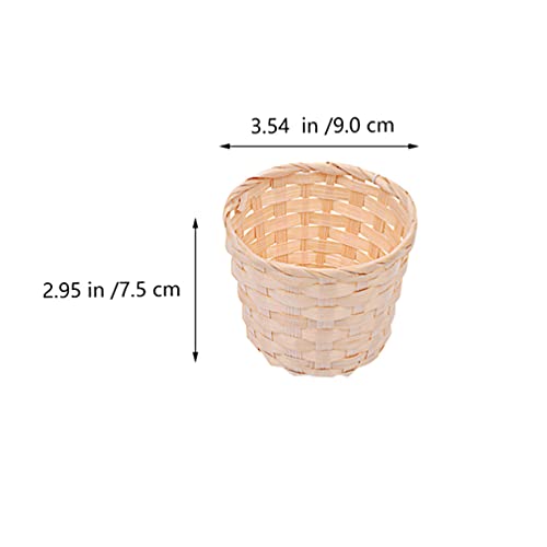 DOITOOL 5Pcs Mini Woven Baskets Without Handles, Miniature Flower Basket Dollhouse Picnic Basket Mini Wicker Basket for Fairy Garden Dollhouse Accessory, 9X9X7.5cm