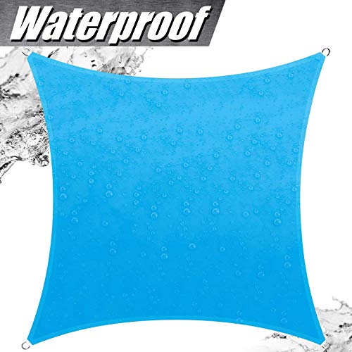 ColourTree 9.5' x 9.5' Blue Square Waterproof Sun Shade Sail Canopy Awning Shelter Fabric Screen, 95% UV Blockage UV & Water Resistant, for Outdoor Patio Garden Carport (We Make Custom Size)