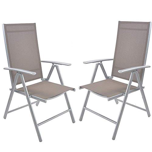 KARMAS PRODUCT Sets of 2 Folding Patio Chairs, Portable Sling Chair with Armrests for Outdoor Lawn Garden Backyard Poolside