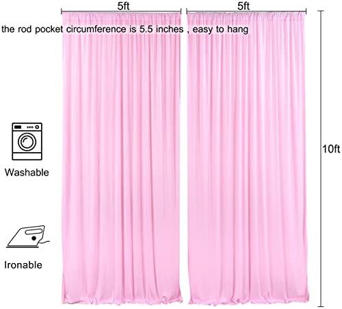 AK TRADING 10 feet x 10 feet Polyester Backdrop Drapes Curtains Panels with Rod Pockets - Wedding Ceremony Party Home Window Decorations - Pink (DRAPE-5x10-PINK), 5FT x 10FT
