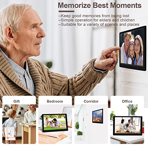 10.1 Inch Digital Picture Frame with 32GB USB Flash Drive, KECAG 1920x1080 HD IPS Screen Digital Photo Frame, Motion Sensor, Video, Music, Share Moments via SD Card or USB, with Remote Control, Black