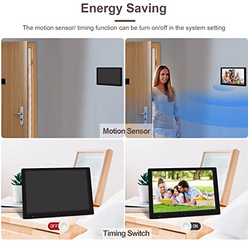 10.1 Inch Digital Picture Frame with 32GB USB Flash Drive, KECAG 1920x1080 HD IPS Screen Digital Photo Frame, Motion Sensor, Video, Music, Share Moments via SD Card or USB, with Remote Control, Black