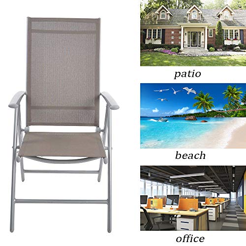 KARMAS PRODUCT Sets of 2 Folding Patio Chairs, Portable Sling Chair with Armrests for Outdoor Lawn Garden Backyard Poolside