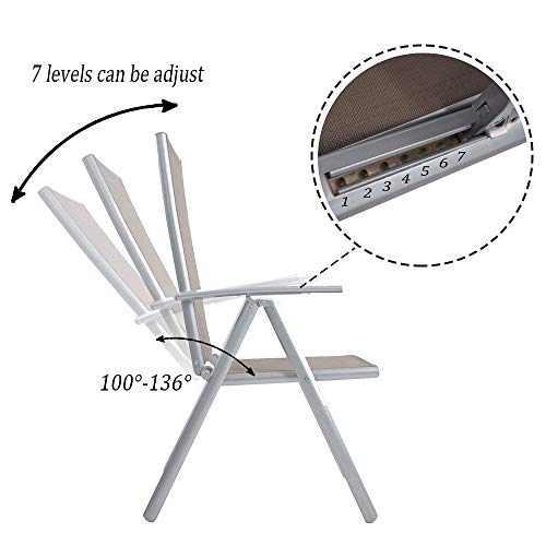 KARMAS PRODUCT Sets of 2 Folding Patio Chairs, Portable Sling Chair with Armrests for Outdoor Lawn Garden Backyard Poolside