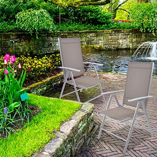 KARMAS PRODUCT Sets of 2 Folding Patio Chairs, Portable Sling Chair with Armrests for Outdoor Lawn Garden Backyard Poolside