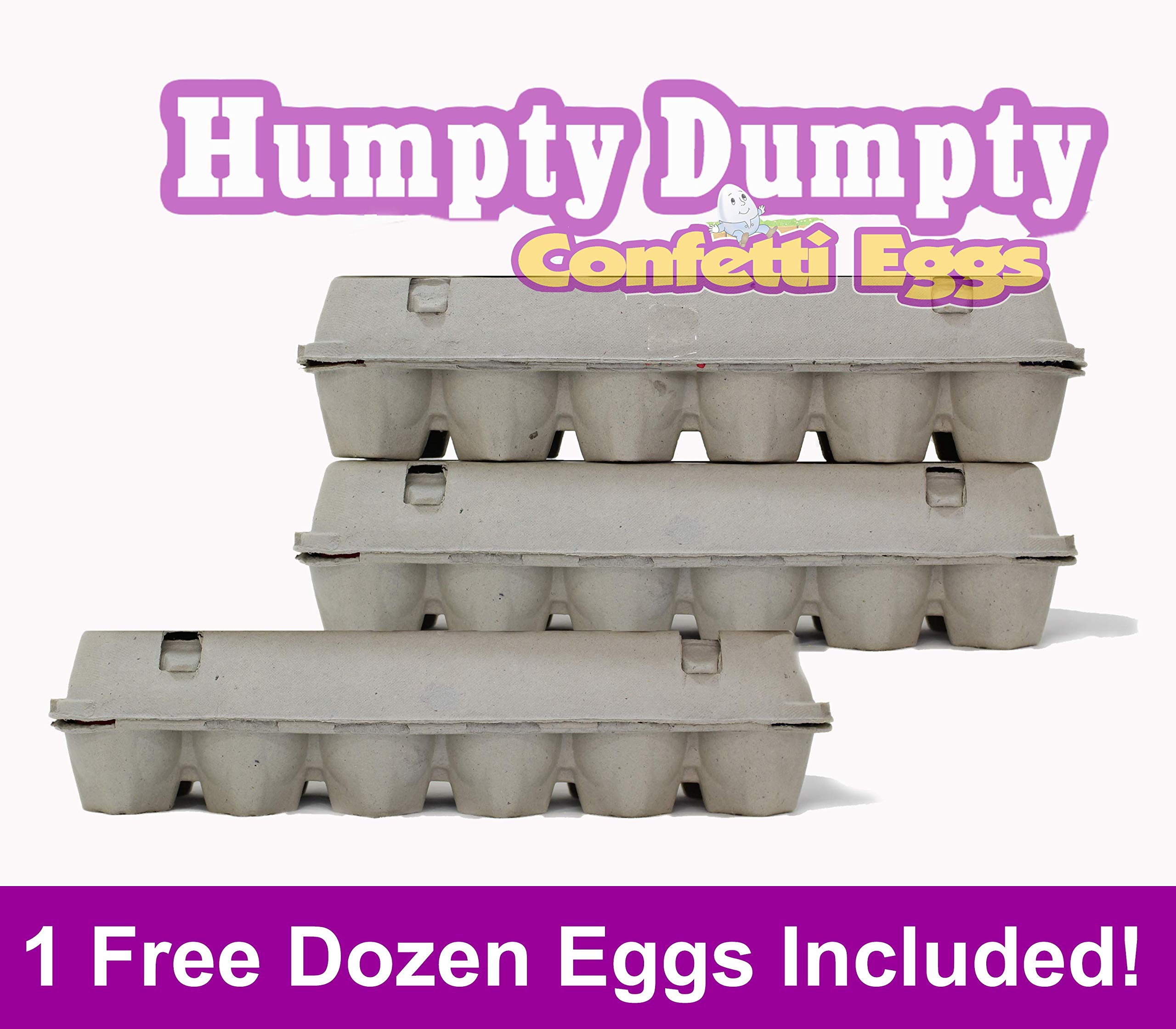 Humpty Dumpty Confetti Eggs Cascarones, 2 Dozen, Bright Colors, Protected by Cardboard Carton