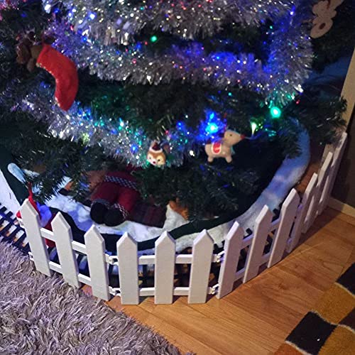 4Pcs Christmas Tree Fences White Plastic Picket Fence Wedding Party Decoration Miniature Home Garden Border Grass Lawn Edge Fence(4Pcs-Length 100CM)